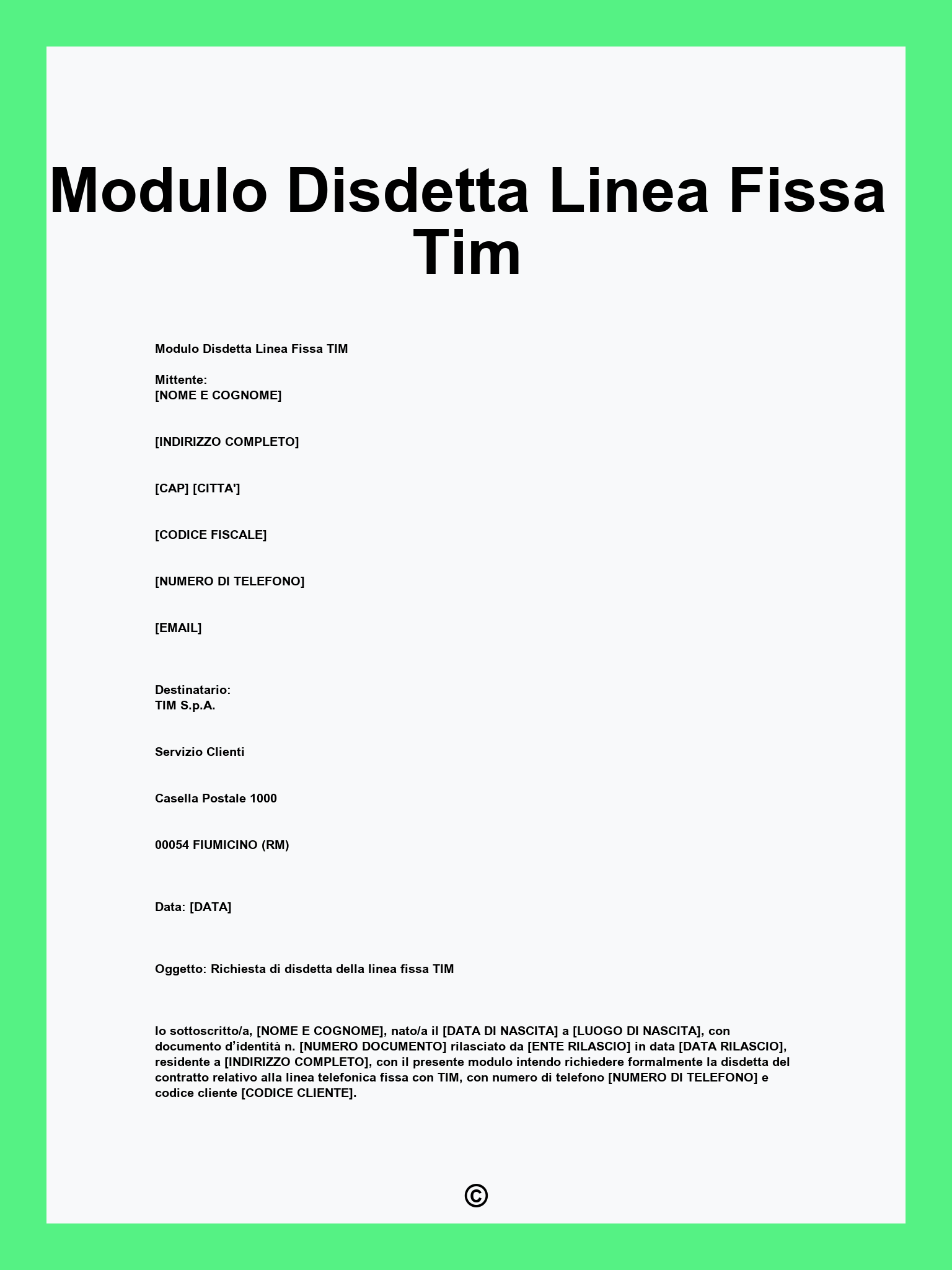 Modulo Disdetta Linea Fissa Tim Modulo Disdetta Linea Fissa Tim