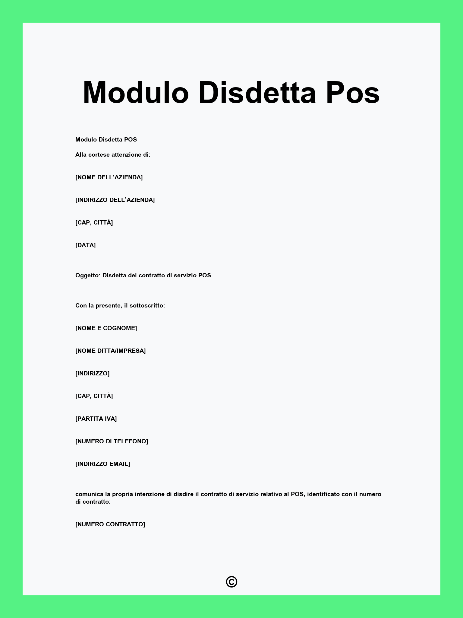 Modulo Disdetta Pos